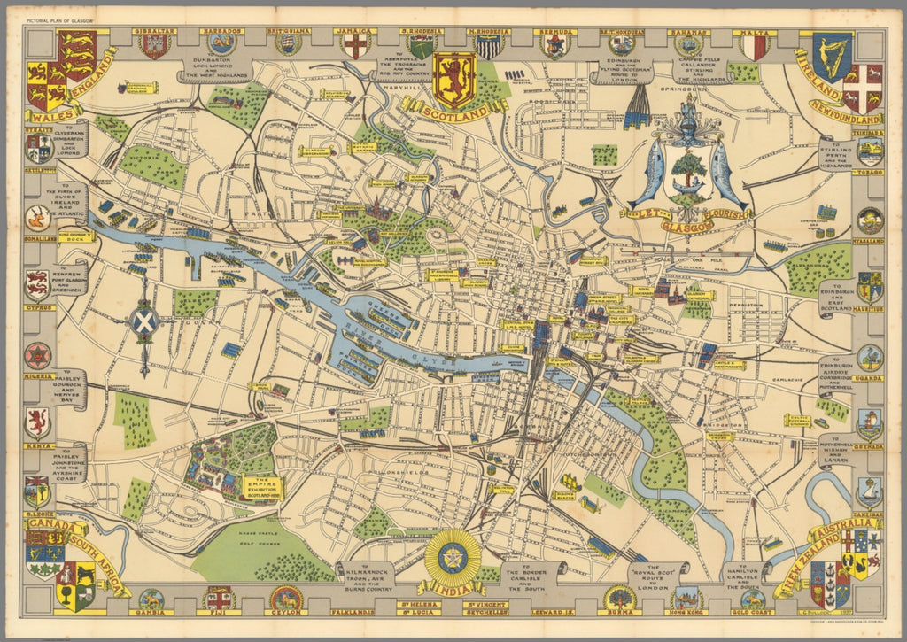 Glasgow Historical Pictorial Wall Map | Mapworld