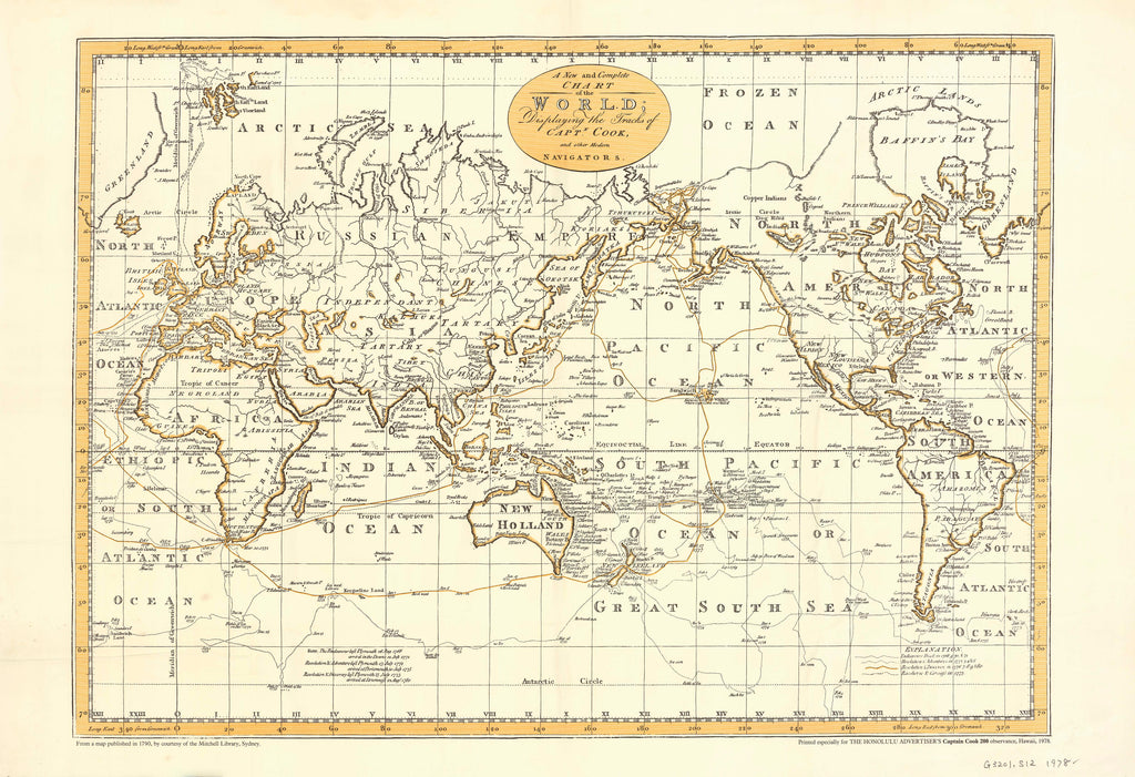Map of the Voyages of Captain Cook | Mapworld
