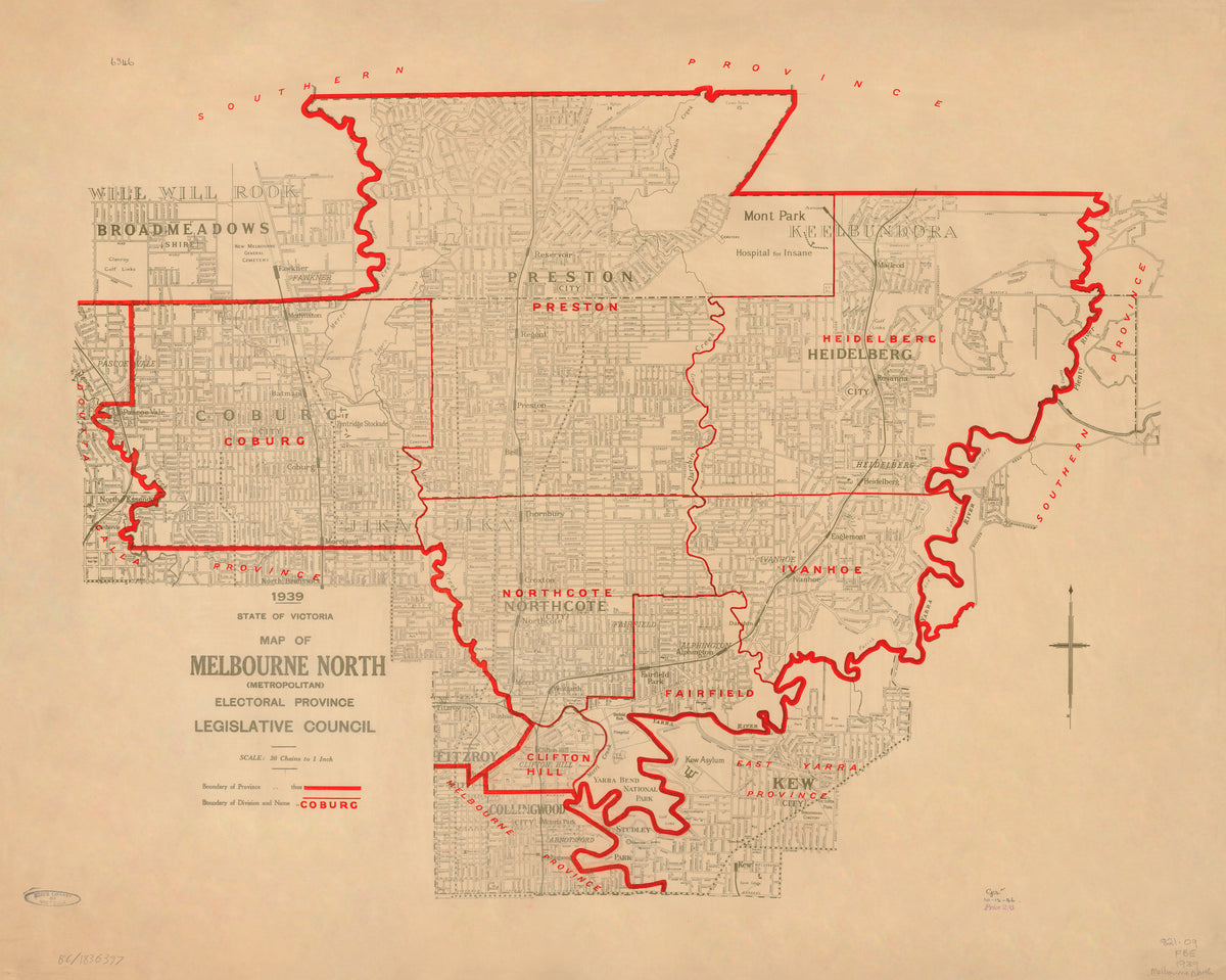 Melbourne North Electoral Map, Victoria (1939) | Mapworld