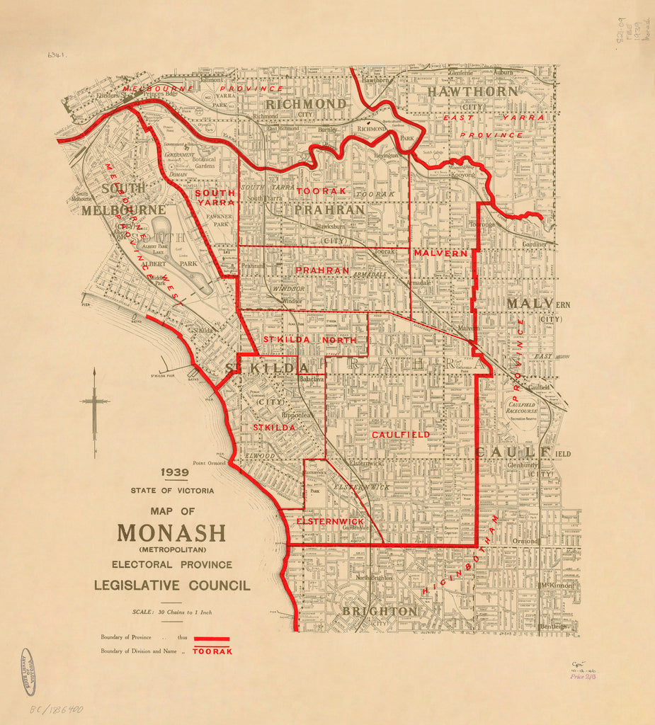 Monash Electoral Map, Victoria (1939) - Shop Mapworld