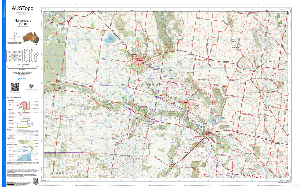 Narrandera I5510 AUSTopo 1:250,000 Map