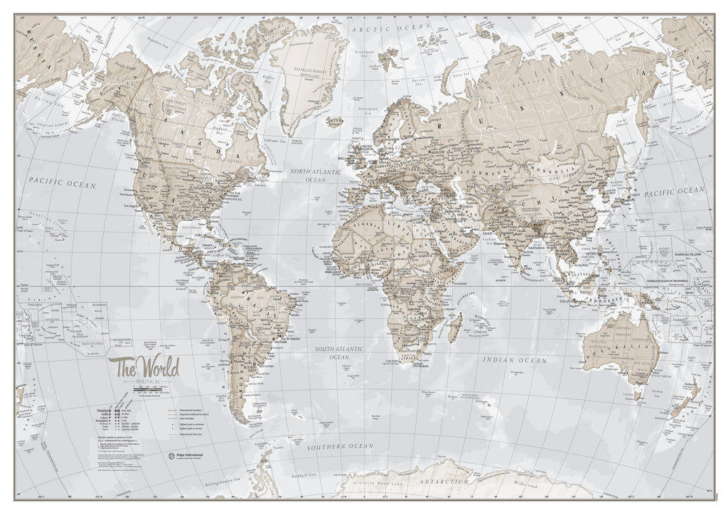 Neutral World Map as Art Laminated Wall Map | Shop Mapworld