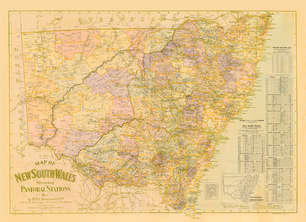 Buy New South Wales Pastoral Stations 1919 H.E.C Robinson - Mapworld