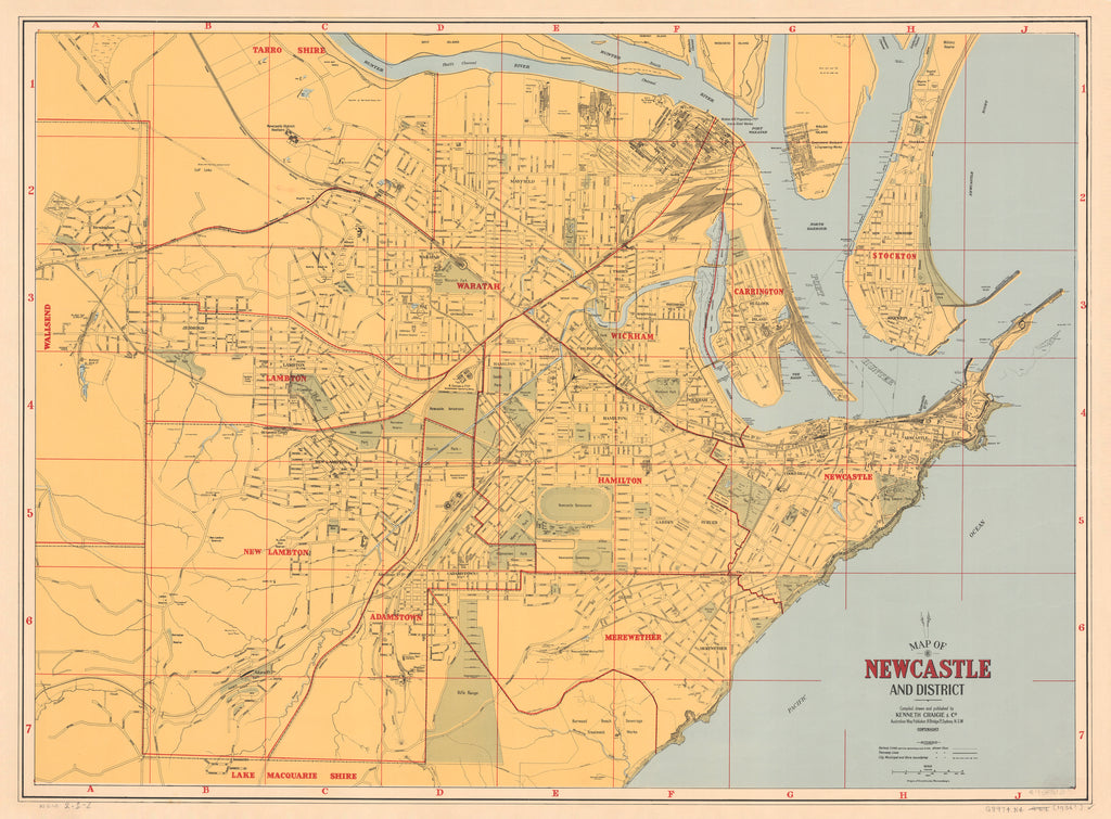 Newcastle Street & District Wall Map 1936