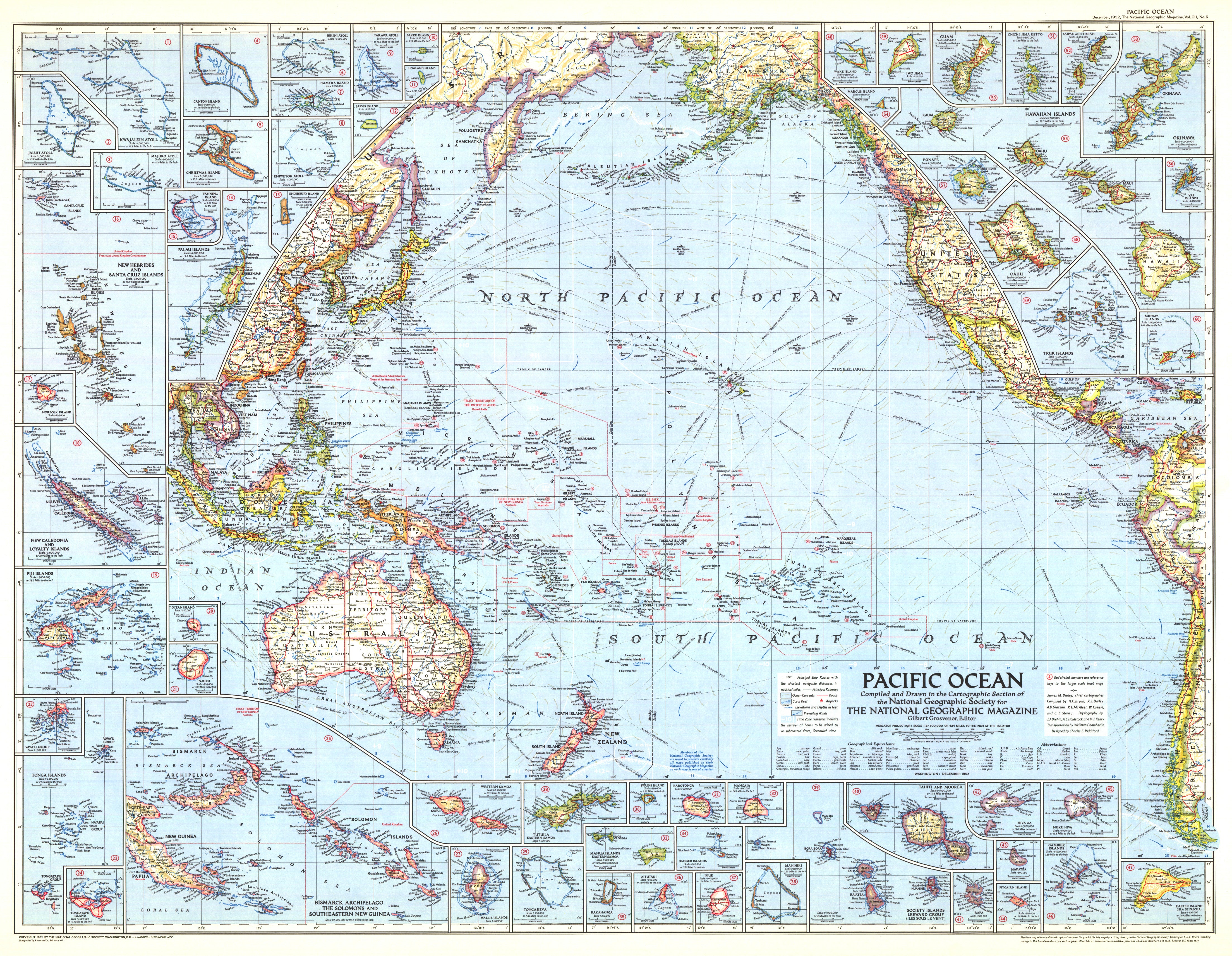 Pacific Ocean Geographical Map National Geographic Map Supplement Of