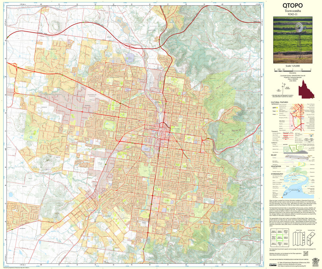 9242-11 Toowoomba QTopo 1:25,000 Topographic Map | Mapworld