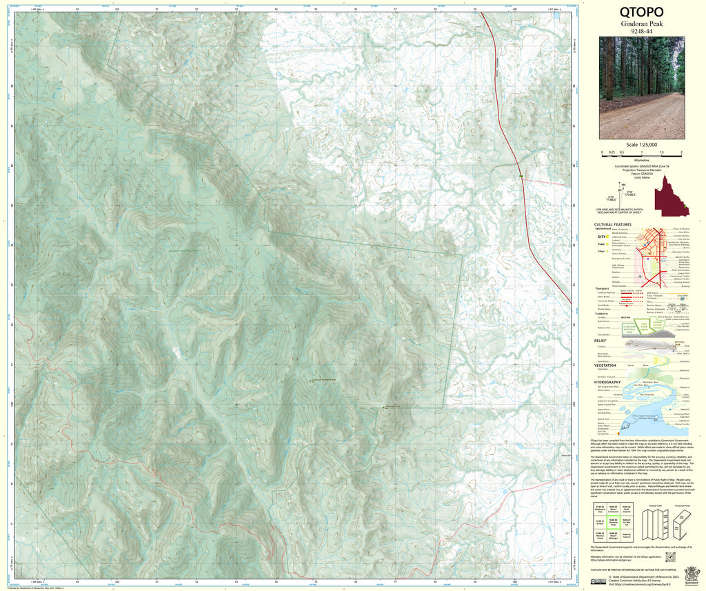 9248-44 Gindoran Peak QTopo 1:25,000 Topographic Map