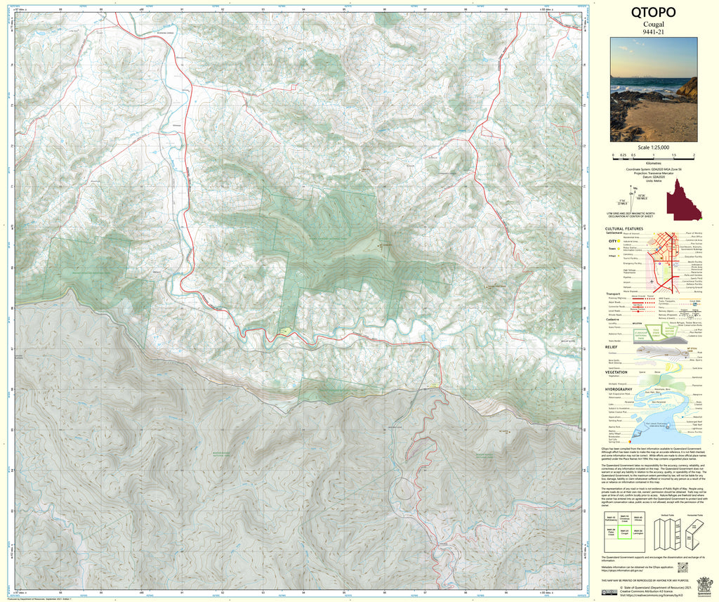 9441-21 Cougal QTopo 1:25,000 Topographic Map