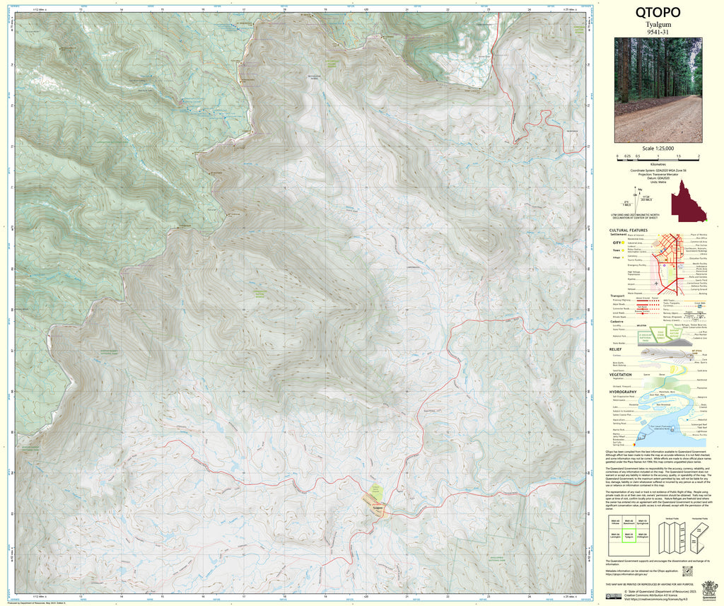 9541-31 Tyalgum QTopo 1:25,000 Topographic Map