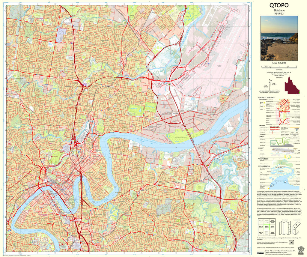 9543-33 Brisbane QTopo 1:25,000 Topographic Map | Mapworld