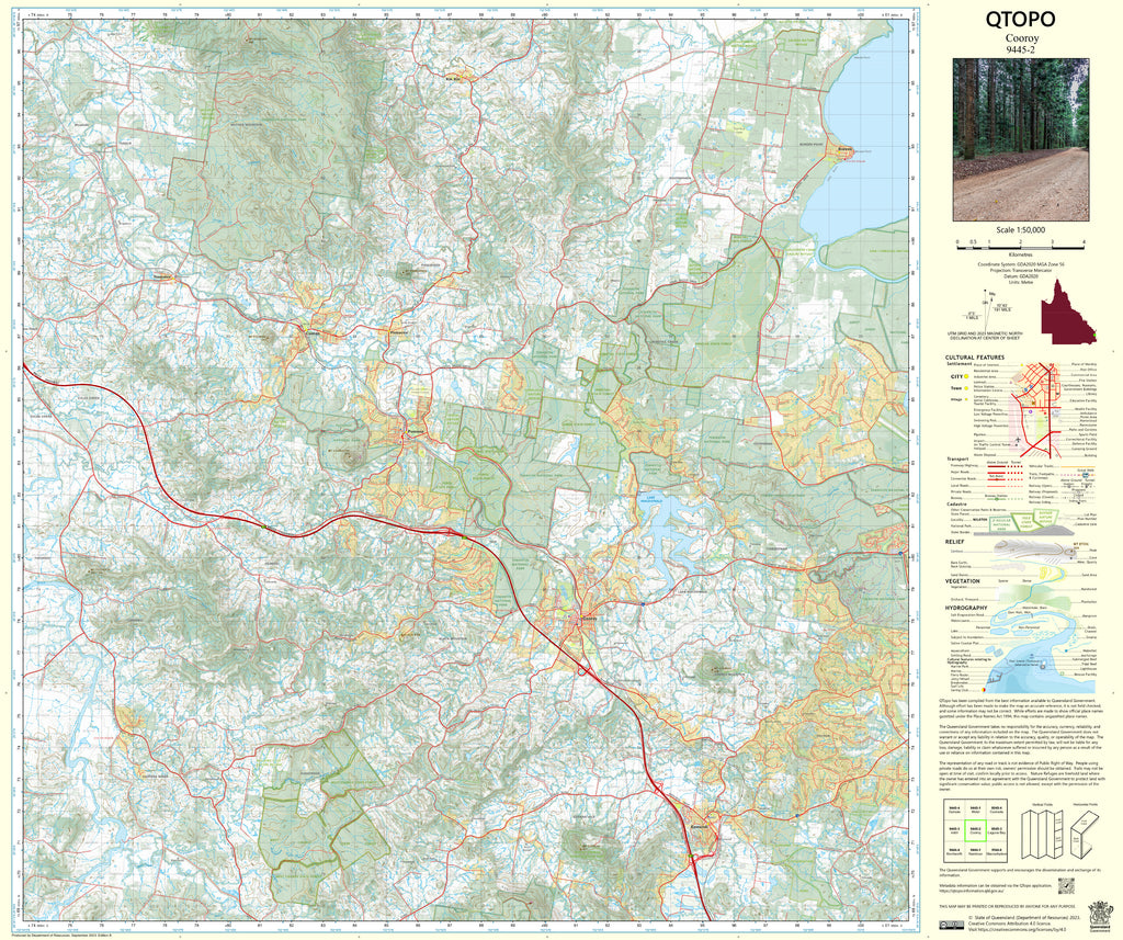 9445-2 Cooroy QTopo 1:50,000 Topographic Map | Mapworld