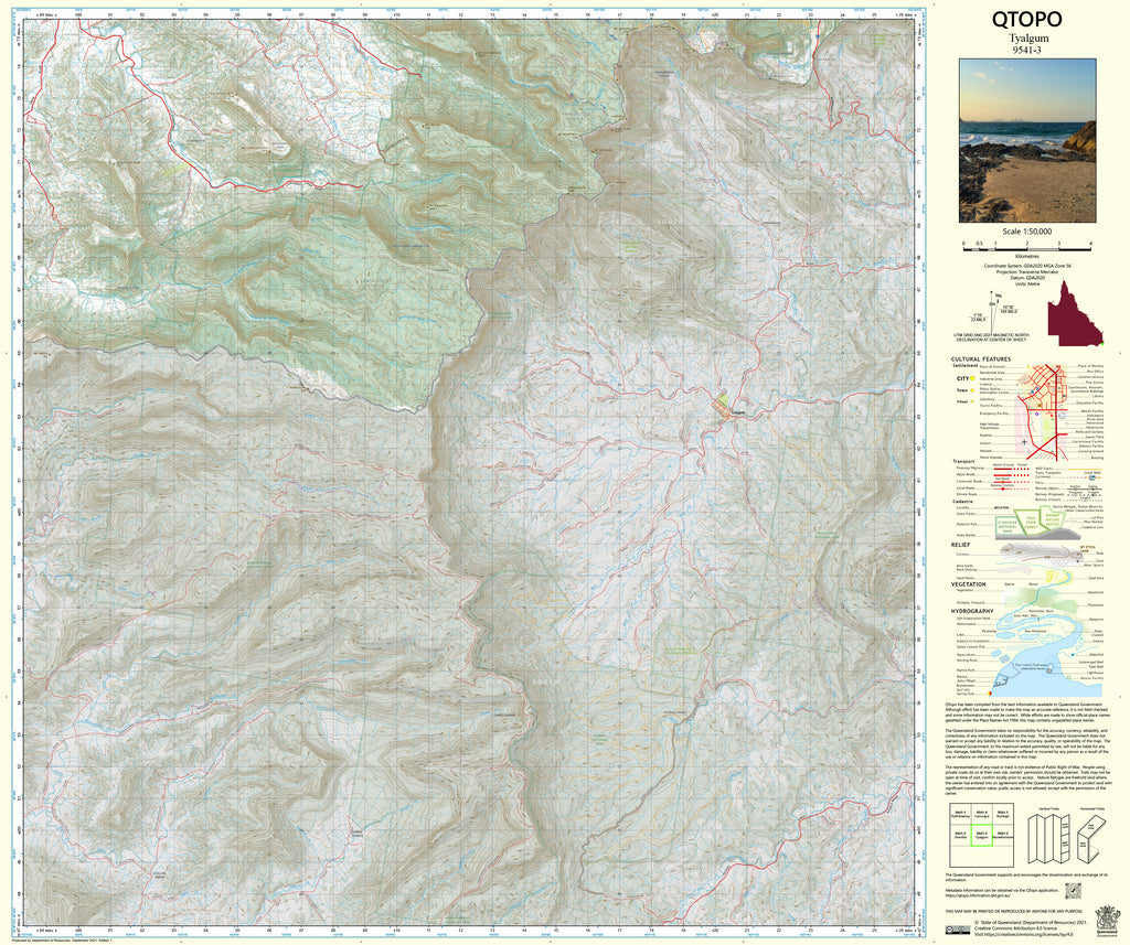9541-3 Tyalgum QTopo 1:50,000 Topographic Map | Mapworld