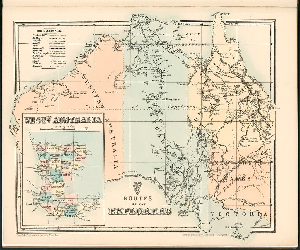 Discovery and Exploration of Australi 1927 Wall Map - Mapworld