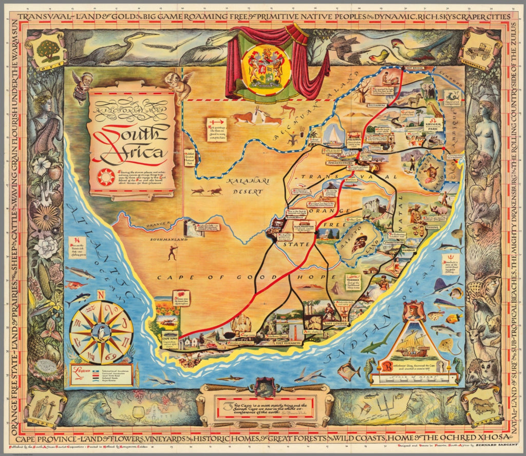 South Africa Pictorial Wall Map 1950 | Mapworld