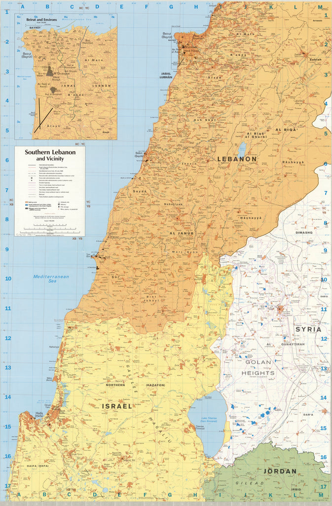 Southern Lebanon Wall Map – CIA, 1990