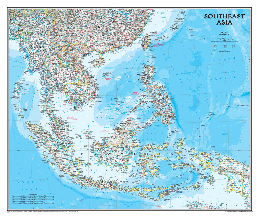 South East Asia National Geographic Large Wall Map, Buy Wall Map of ...