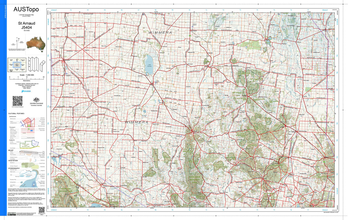 St Arnaud J5404 AUSTopo 1:250,000 Map | Mapworld