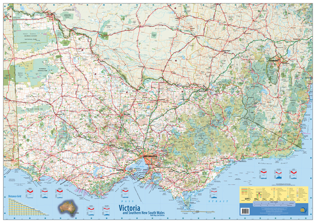 Victoria & Southern NSW Meridian Wall Map | Mapworld