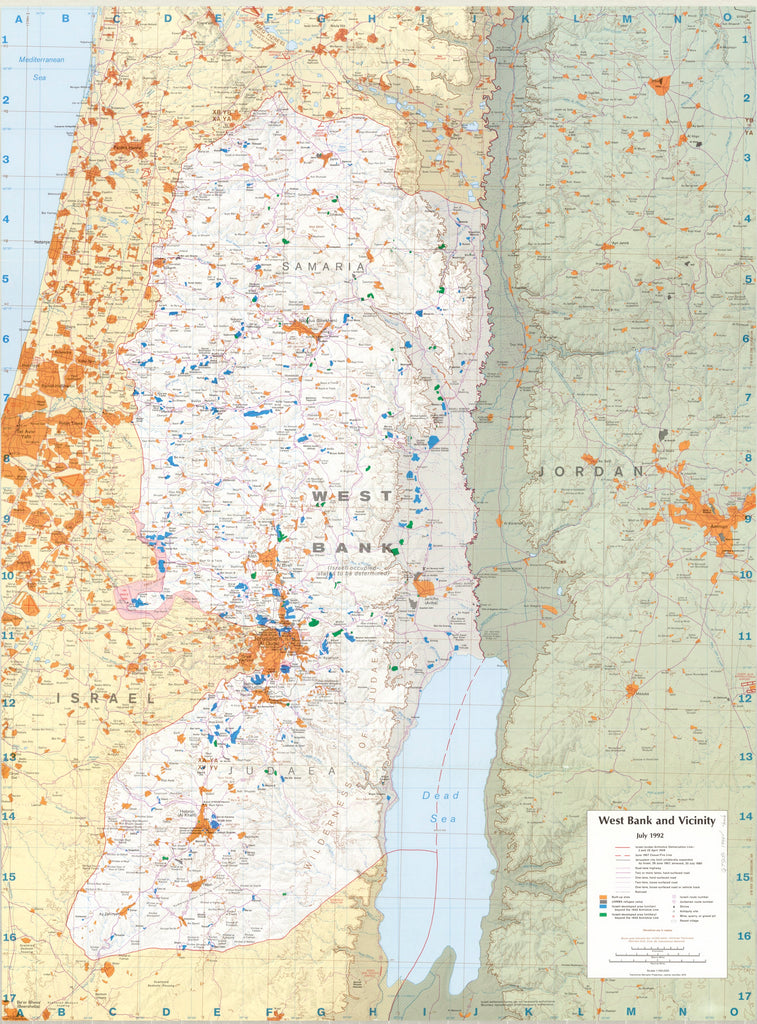 West Bank Wall Map – CIA, 1993 | Mapworld