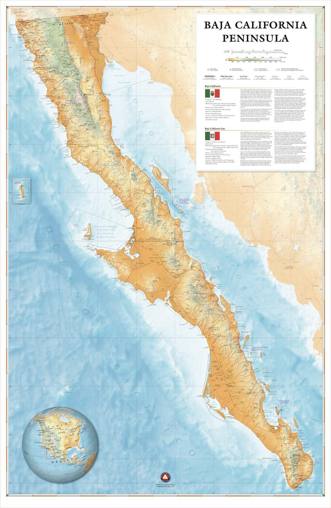 Buy Baja California Peninsula 663 x 1016mm Wall Map
