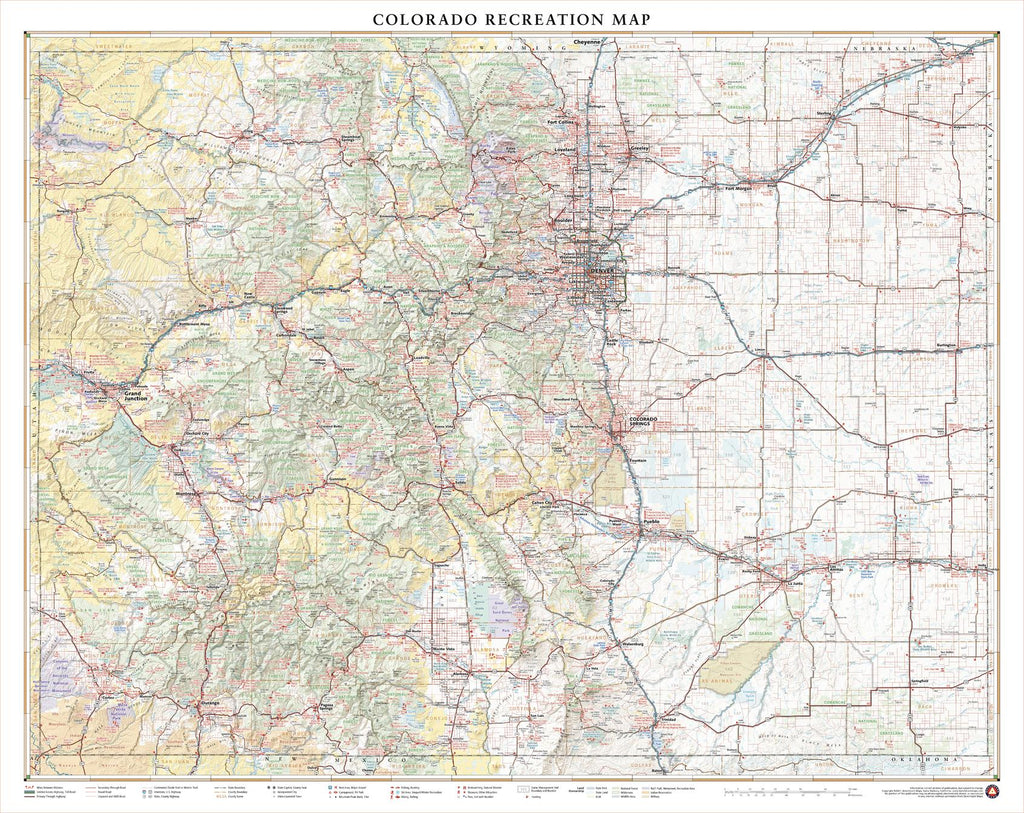 Buy Colorado Recreation 896 x 711mm Wall Map