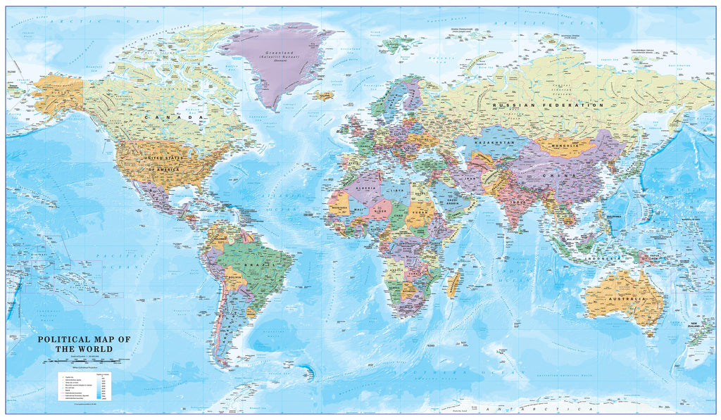 World Africa Centred 2024 edition map 2200 x 1270mm