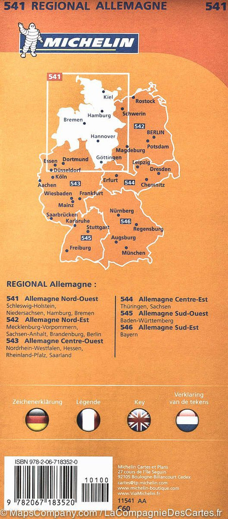 Germany North West Michelin Map 541 - Shop Mapworld