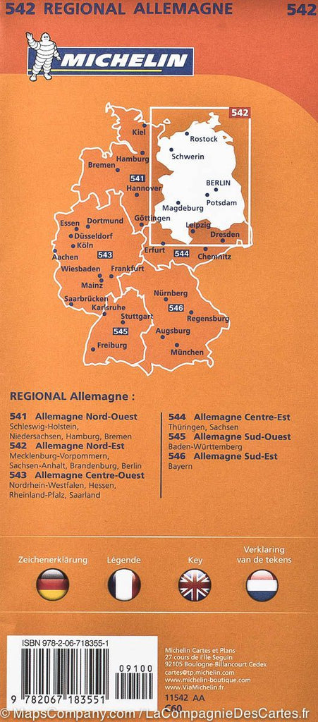 Germany North East Michelin Map 542 - Shop Mapworld
