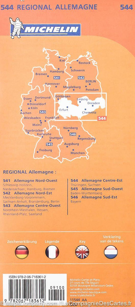 Germany Central East Map 544 – Michelin | Mapworld