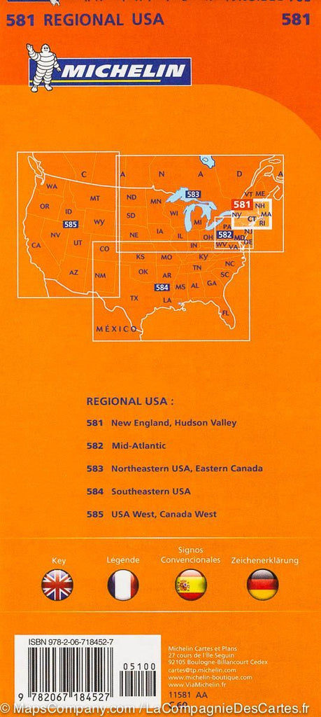 New England, Hudson Valley USA Map 581 – Michelin | Mapworld