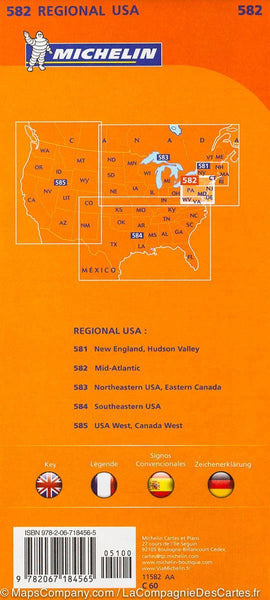Mid Atlantic USA Michelin Map 582, Buy Map of USA - Shop Mapworld