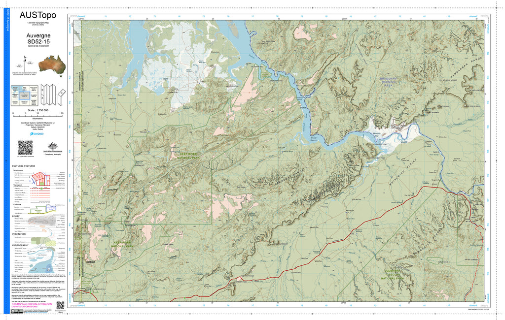 Auvergne D5215 AUSTopo 1:250,000 Map