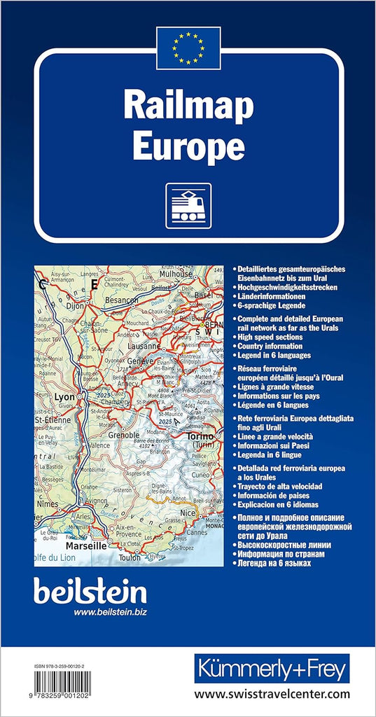 Railmap of Europe Kummerley & Frey