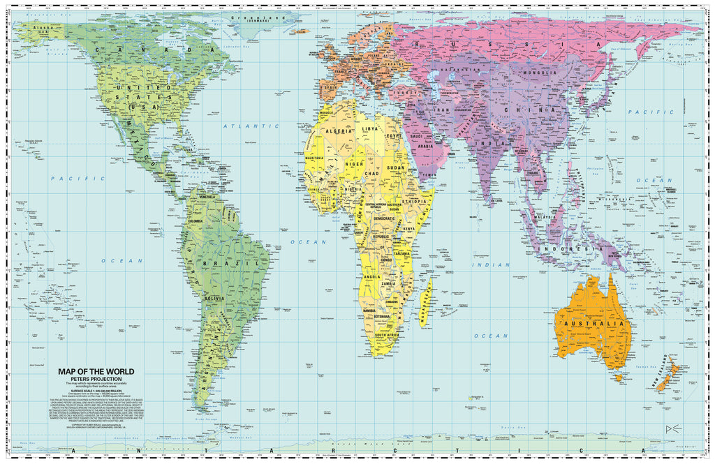 Peters Equal Area World Wall Map, Buy Peters World Map - Mapworld