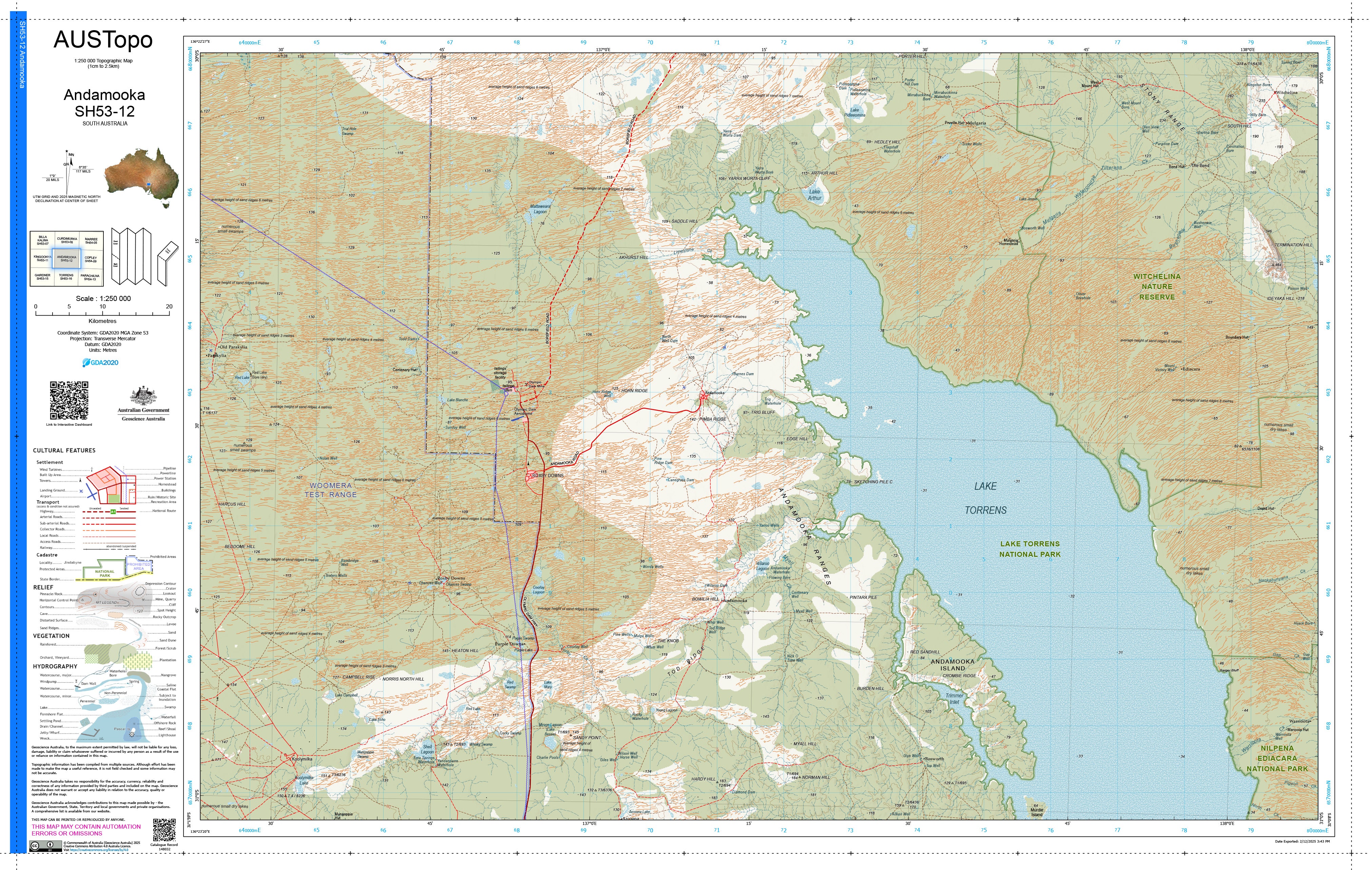 Andamooka H5312 AUSTopo 1:250,000 Map | Mapworld