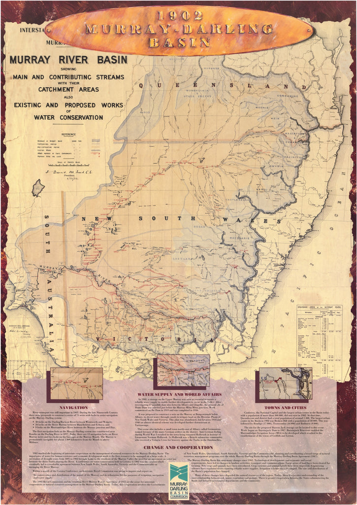 Murray - Darling Basin Wall Map 1902 | Shop Mapworld
