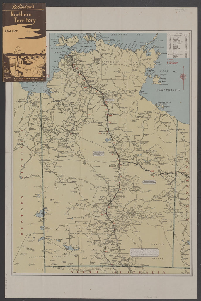 Northern Territory Wall Map H.E.C.Robinson 1953 | Mapworld