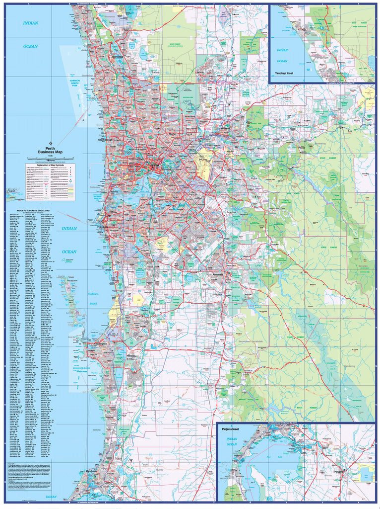 Perth Business 2 Sheet Map UBD Laminated, Business Map - Mapworld