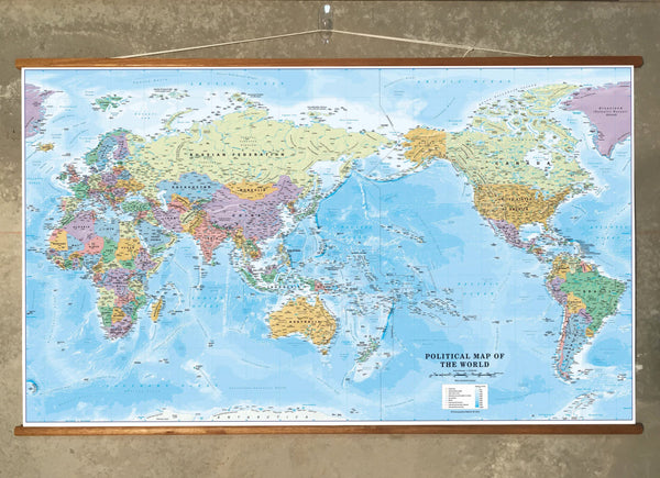 World Pacific Centred 2024 edition map 2200 x 1270mm