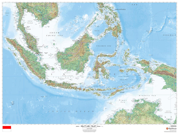 Indonesia wall map, buy wall map of Indonesia | Shop Mapworld