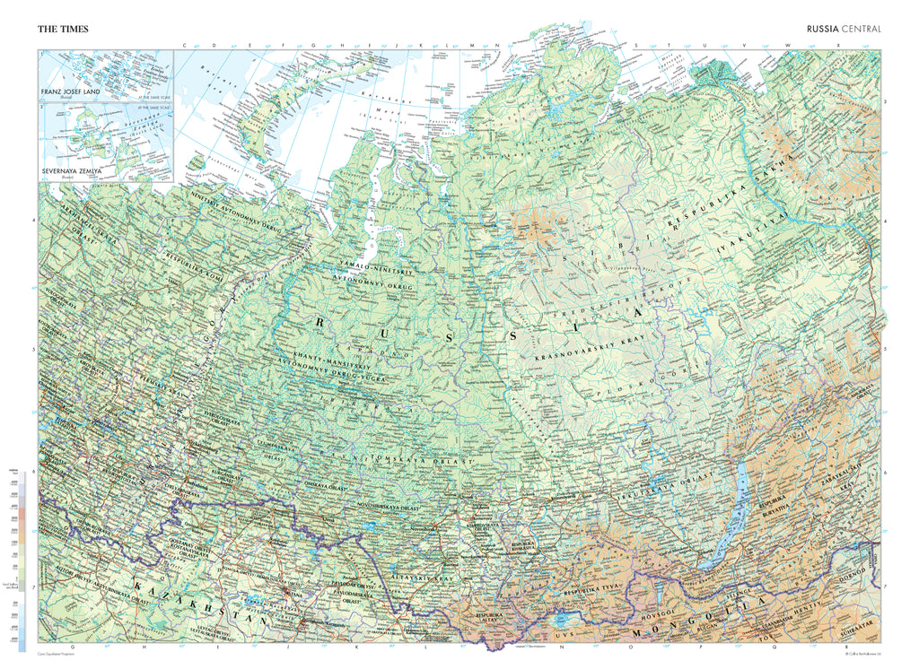 Russia Central Wall Map from The Times | Mapworld
