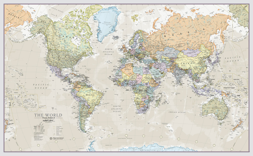 Classic World Maps International 2024 edition 2000 x 1200mm Wall Map ...