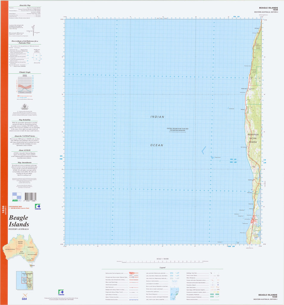 1838 Beagle Islands 1:100k Topographic Map | Mapworld