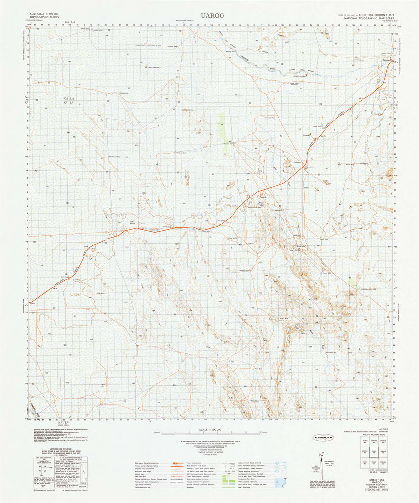 Buy 1952 Uaroo 1:100k Topographic Map