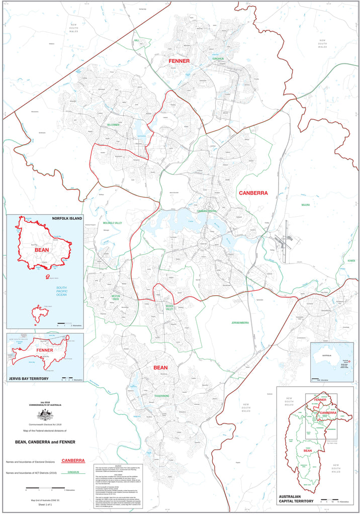 Buy ACT Electoral Divisions and Local Government Areas Map - Mapworld