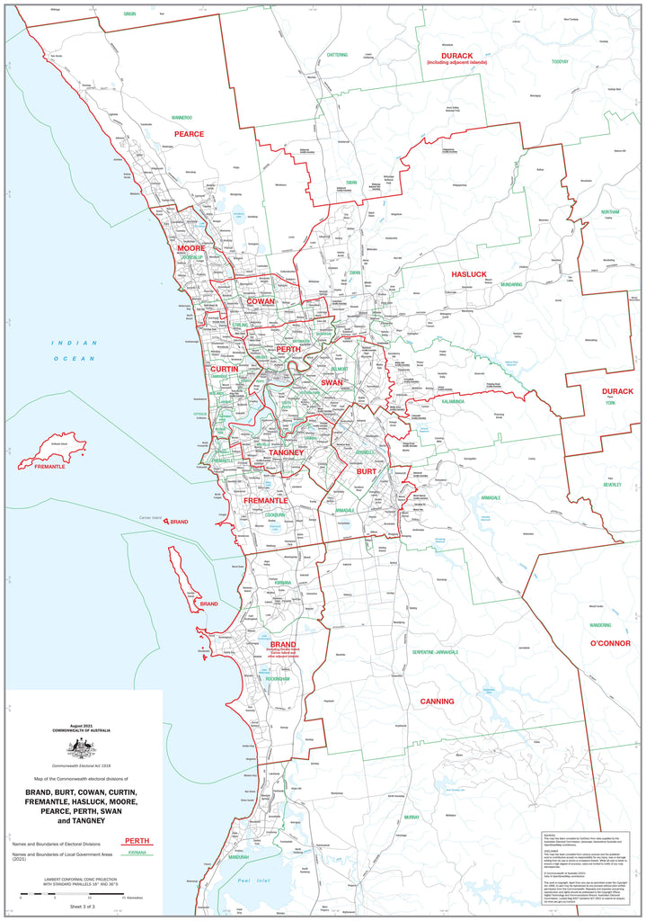 Western Australia Electoral Divisions and Local Government Areas Map ...