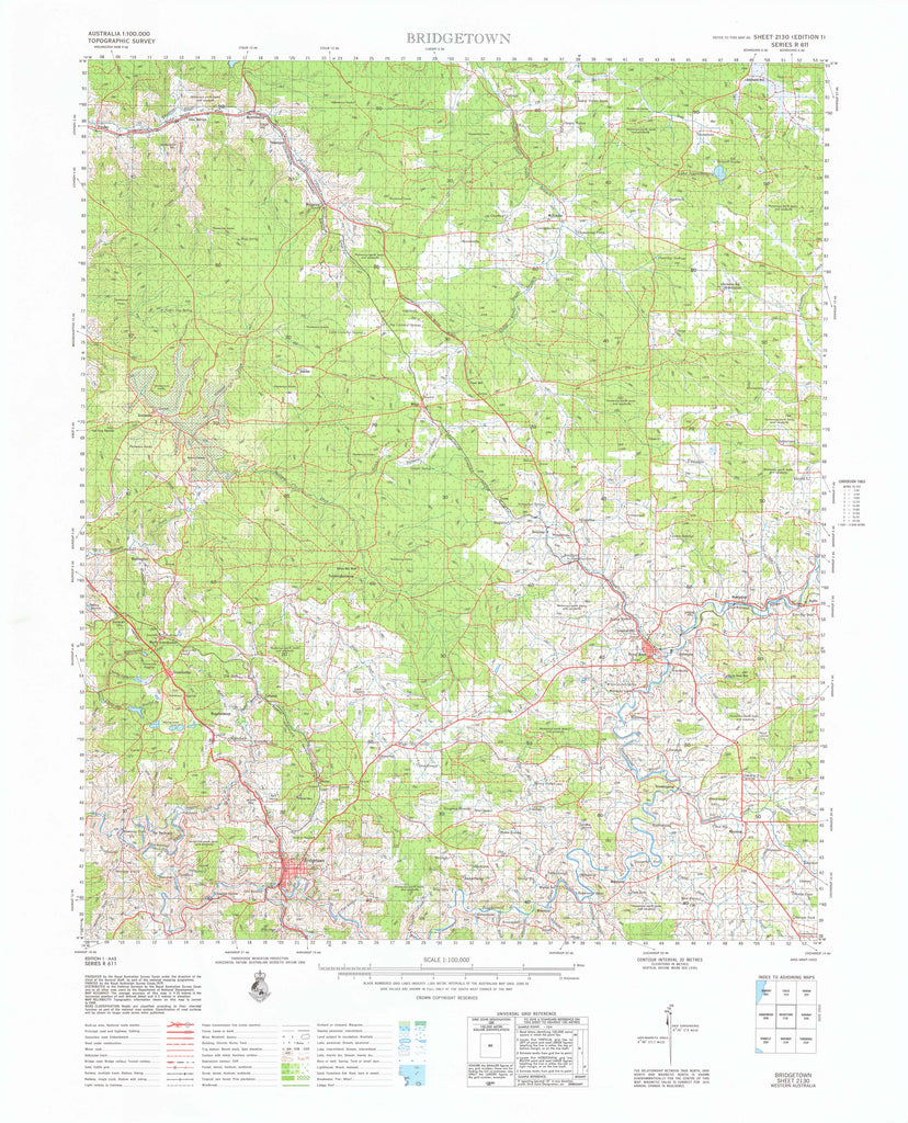 2130 Bridgetown 1:100k Topographic Map | Mapworld