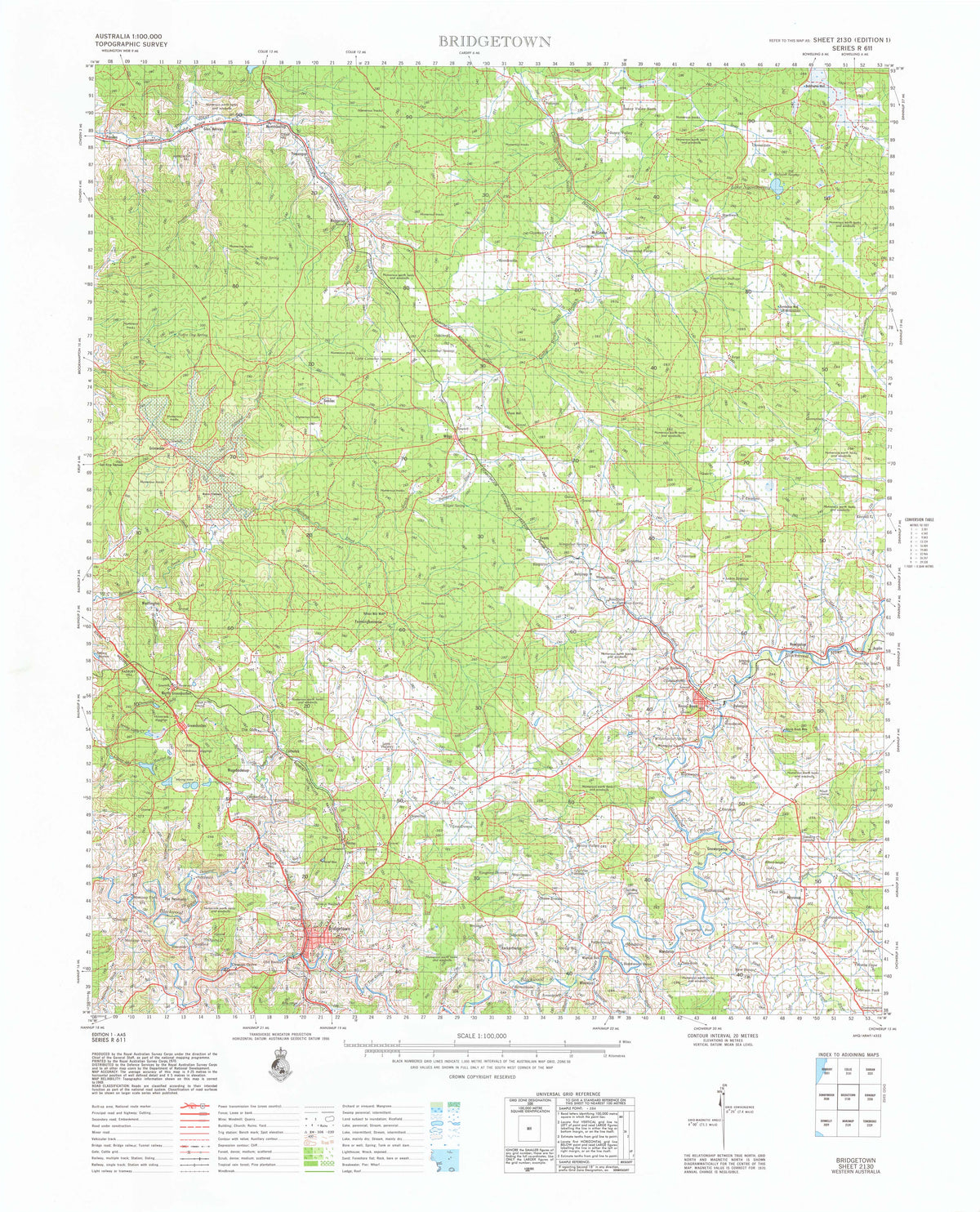 2130 Bridgetown 1:100k Topographic Map | Mapworld