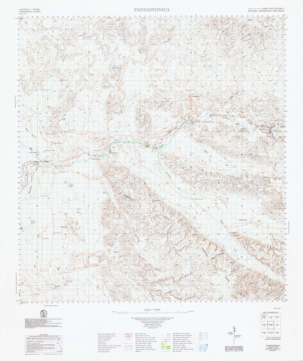 2154 Pannawonica 1:100k Topographic Map | Mapworld