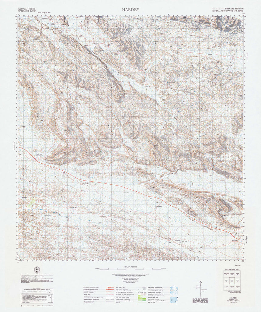 Buy 2252 Hardey 1:100k Topographic Map